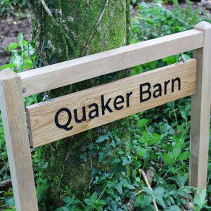 Engraved Oak Swinging Sign: Personalized Outdoor Address Plaque - Etsy UK