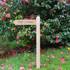Engraved House Name Driveway Post Wedding Event Arrow Sign in the Style ...