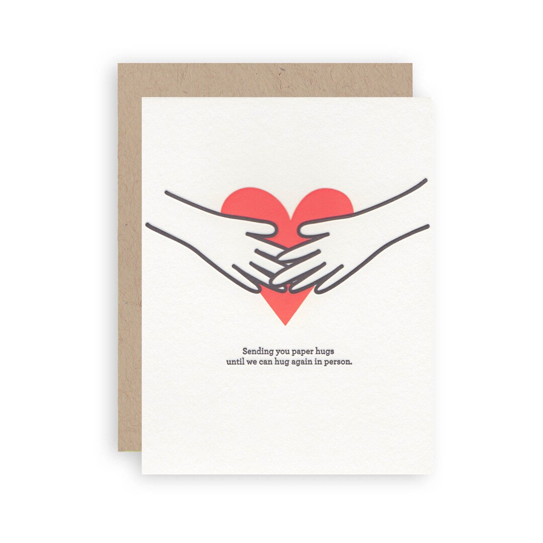 Sending You Paper Hugs - Letterpress Greeting Card - Etsy