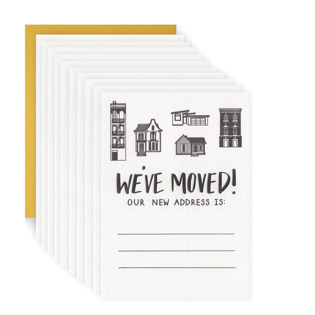 We've Moved - Letterpress Change of Address Note Cards Set of 10 - Etsy