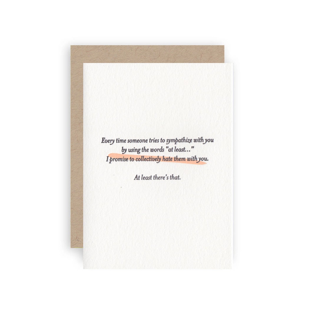 Humorous and Honest Card for A Bad Day - Letterpress Empathy, Sympathy ...