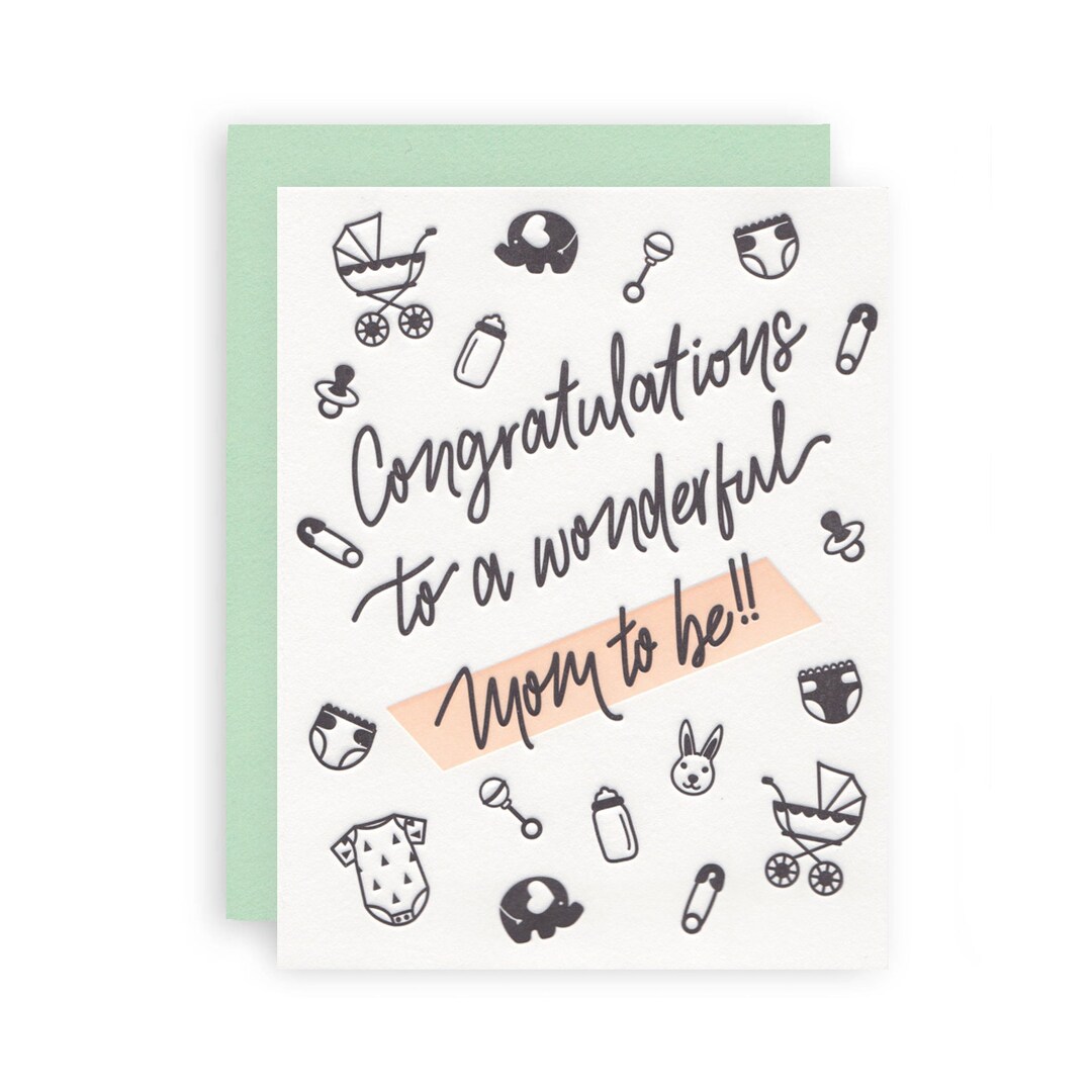 Congratulations to a Wonderful Mom to Be - Letterpress Greeting Card ...