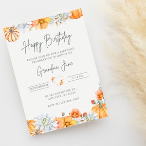September Birthday Invitations, Invite for Grandma, 60th Template ...