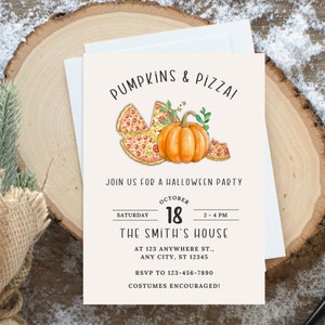 Pizza and Pumpkins Halloween Party Invitation Template, Printable ...