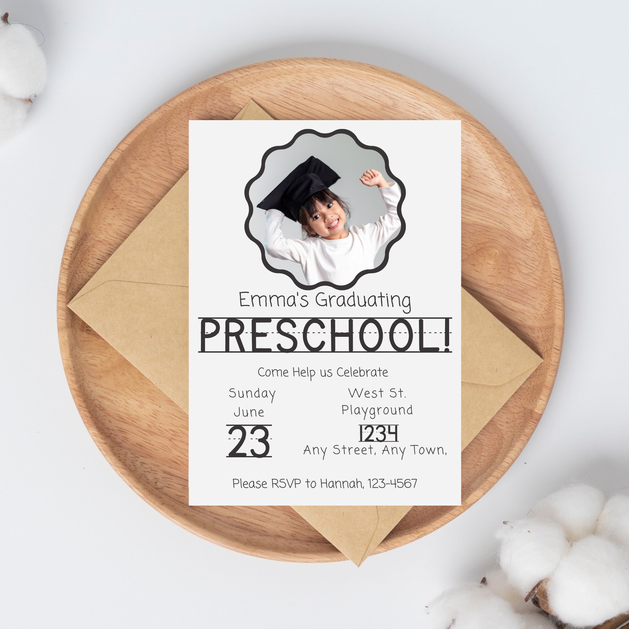Preschool Graduation Invitation Girl, Preschool Graduation Invite ...