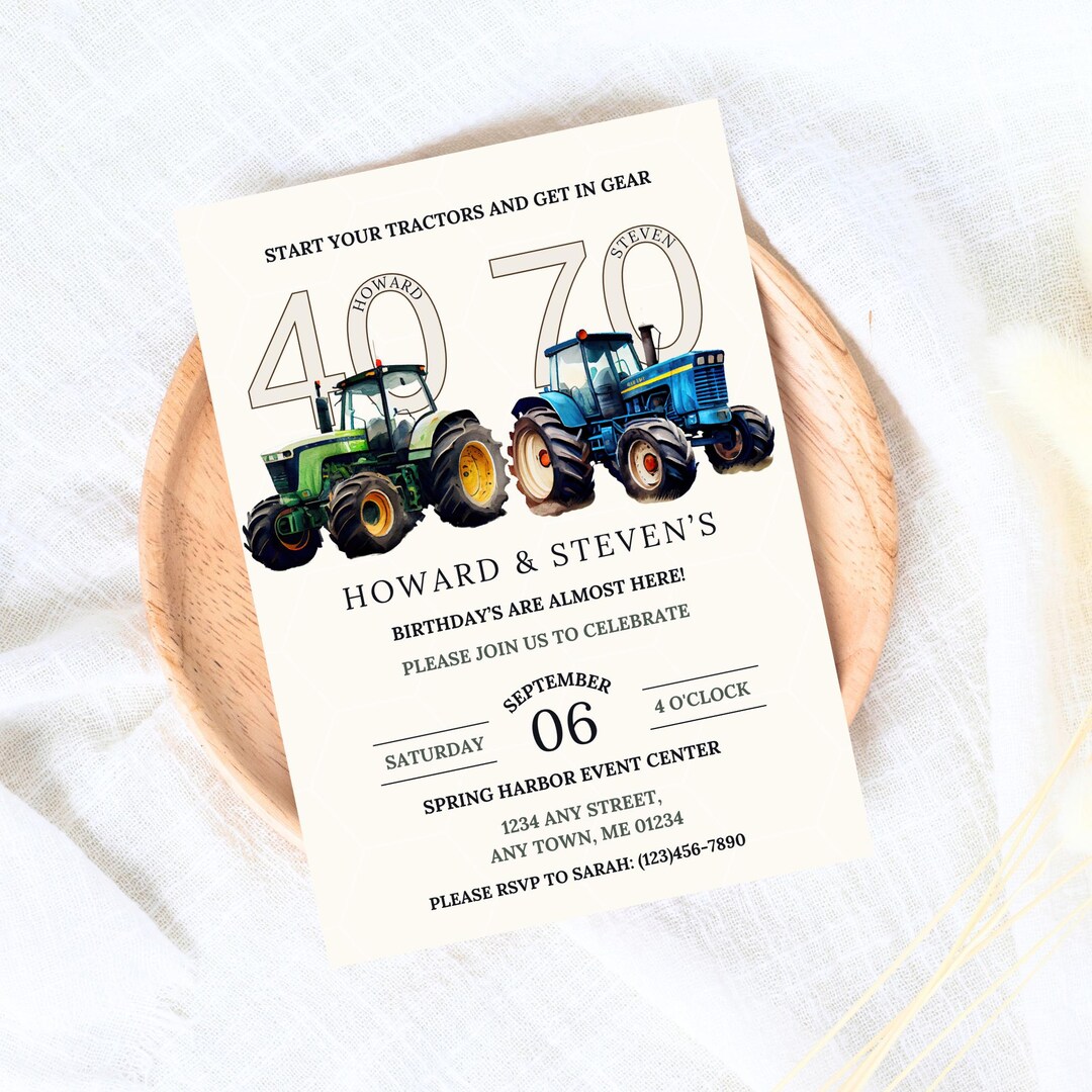 Tractor Birthday Invite, Farm Theme, Mens Invitations Farmer, Farm Bday ...