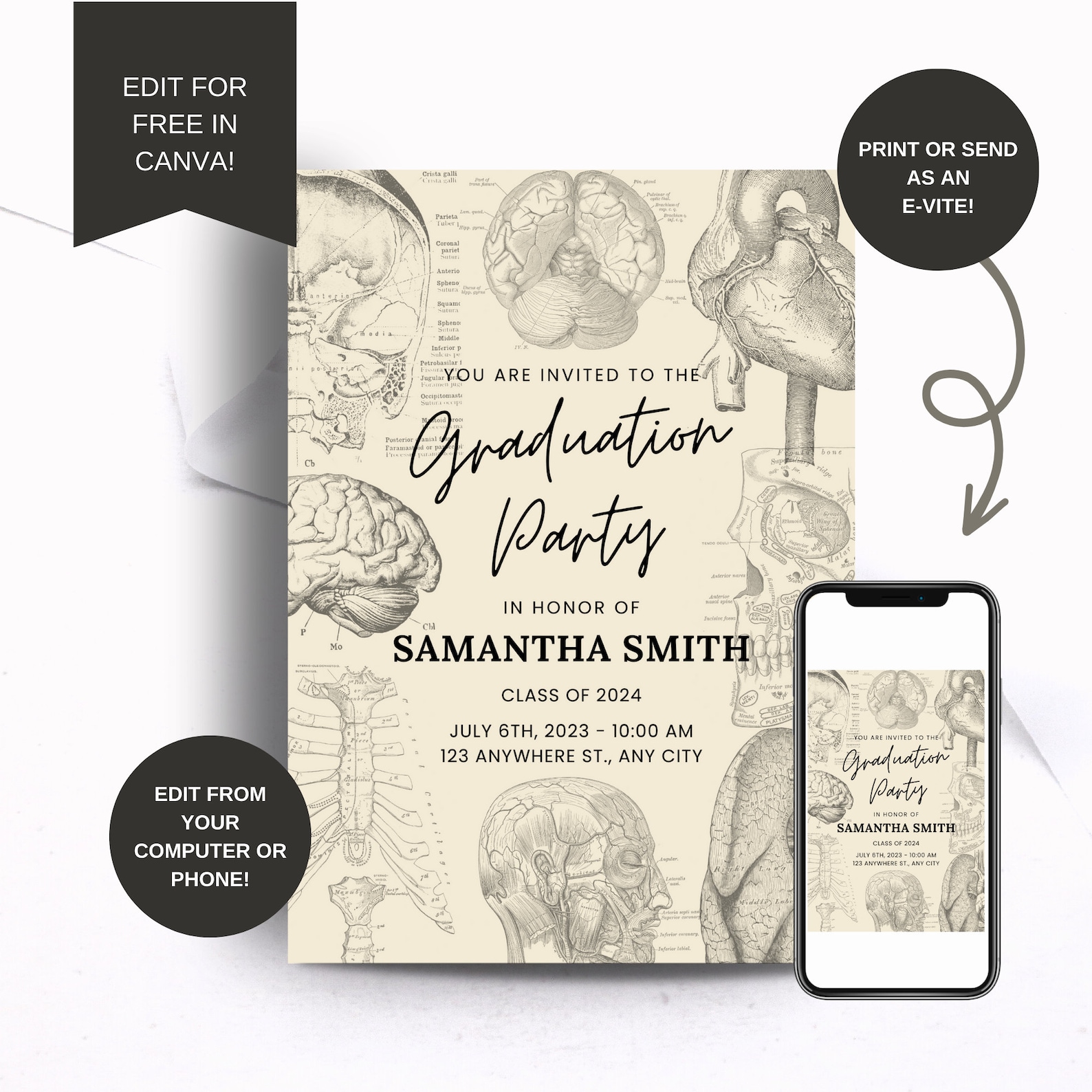 Medical Graduation Invitation, Med School Invite, 2024 College ...