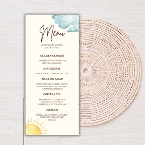 Here Comes the Sun Baby Shower Menu, Sunshine Template, Sun Sprinkle ...