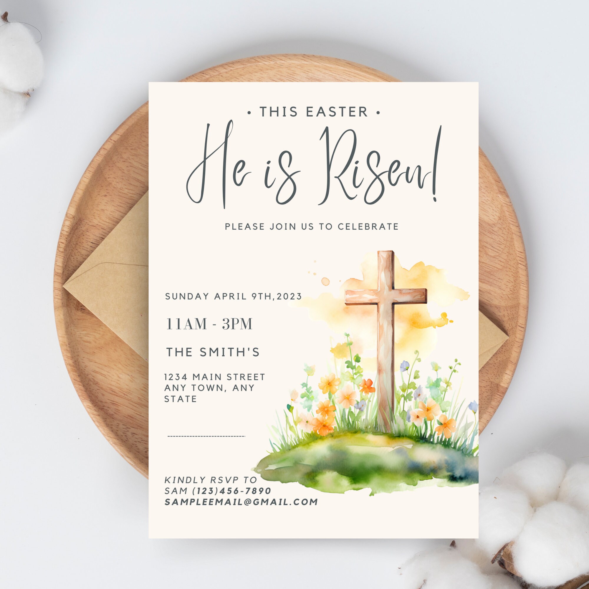 He is Risen Easter Invitation, Religious Easter Invite, Invitation to ...