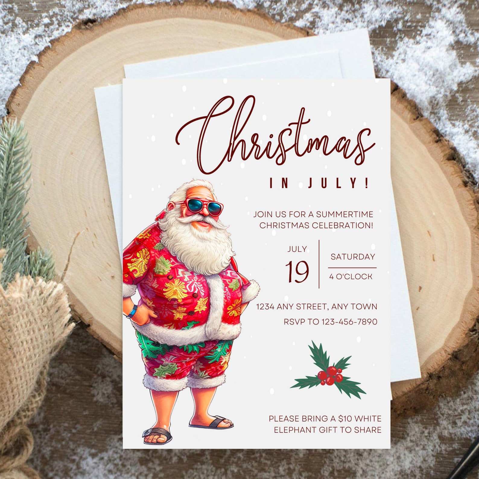 Christmas in July Invitation Template Holiday Party Summer - Etsy