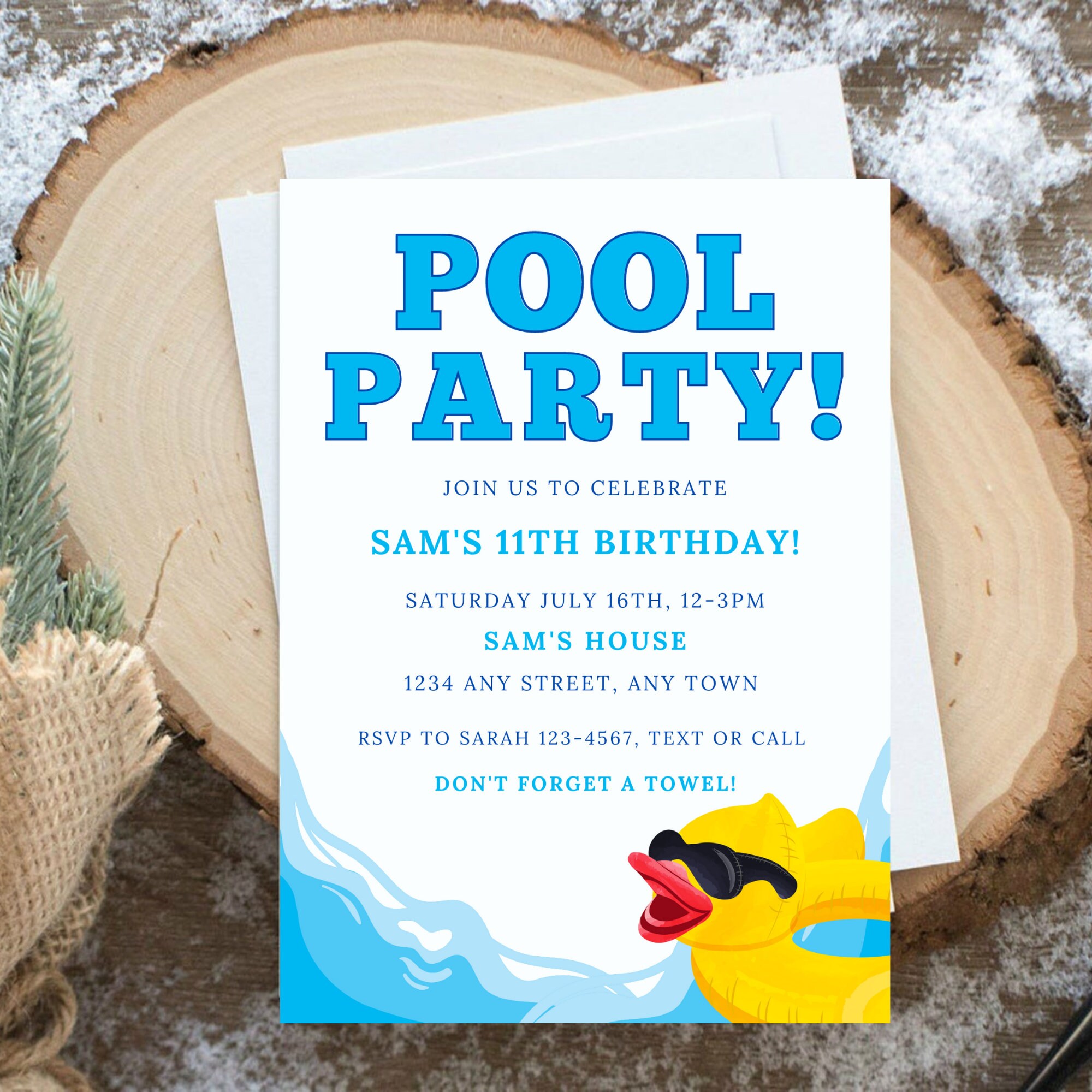 Downloadable Pool Party Invitation, 14th Pool Party, Funny Pool Party ...