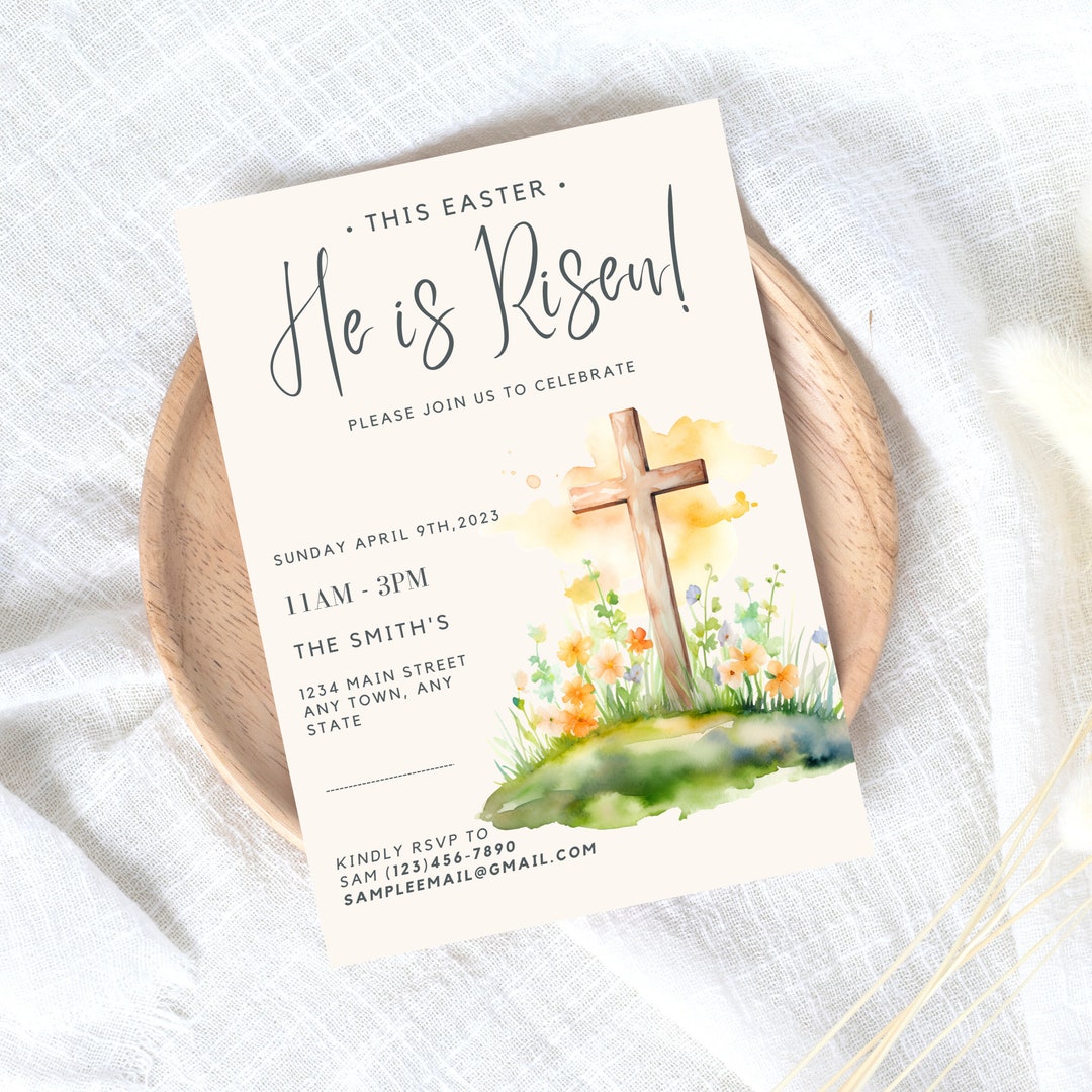 He is Risen Easter Invitation, Religious Easter Invite, Invitation to ...