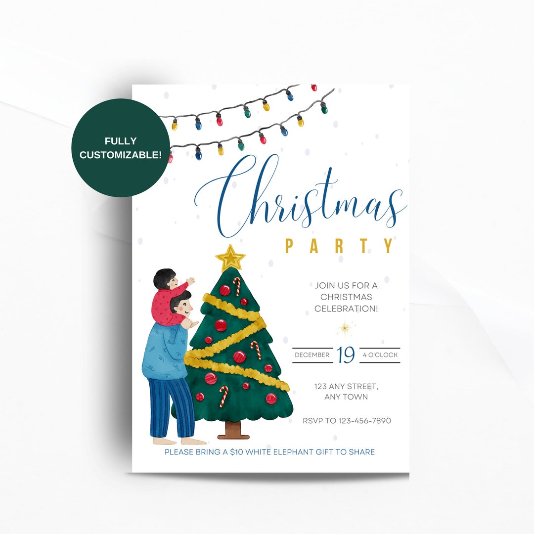 CUSTOMIZABLE Christmas Party Invitation, Printable - Etsy