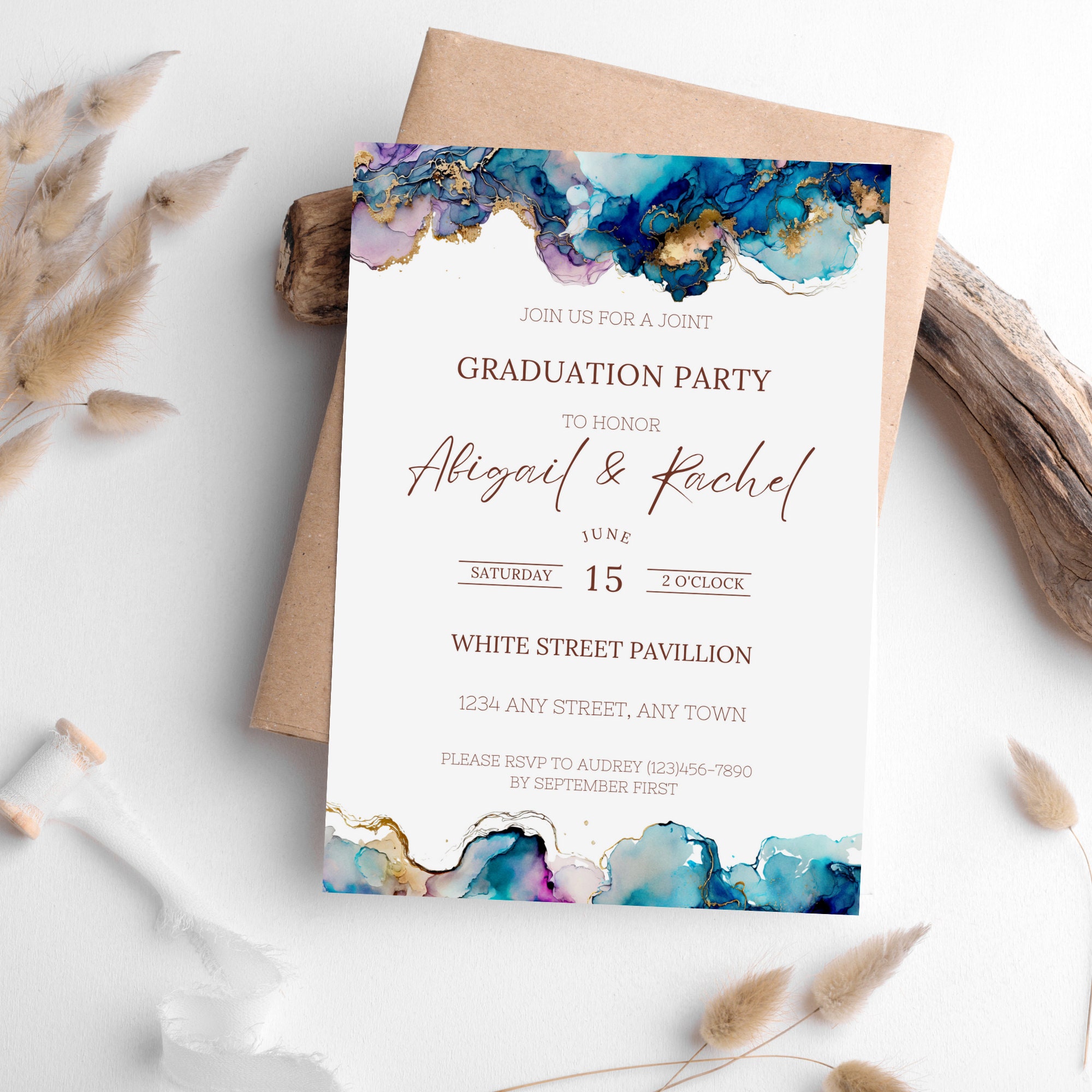 Joint Graduation Party Invitations, Grad Party Invites for Girls ...