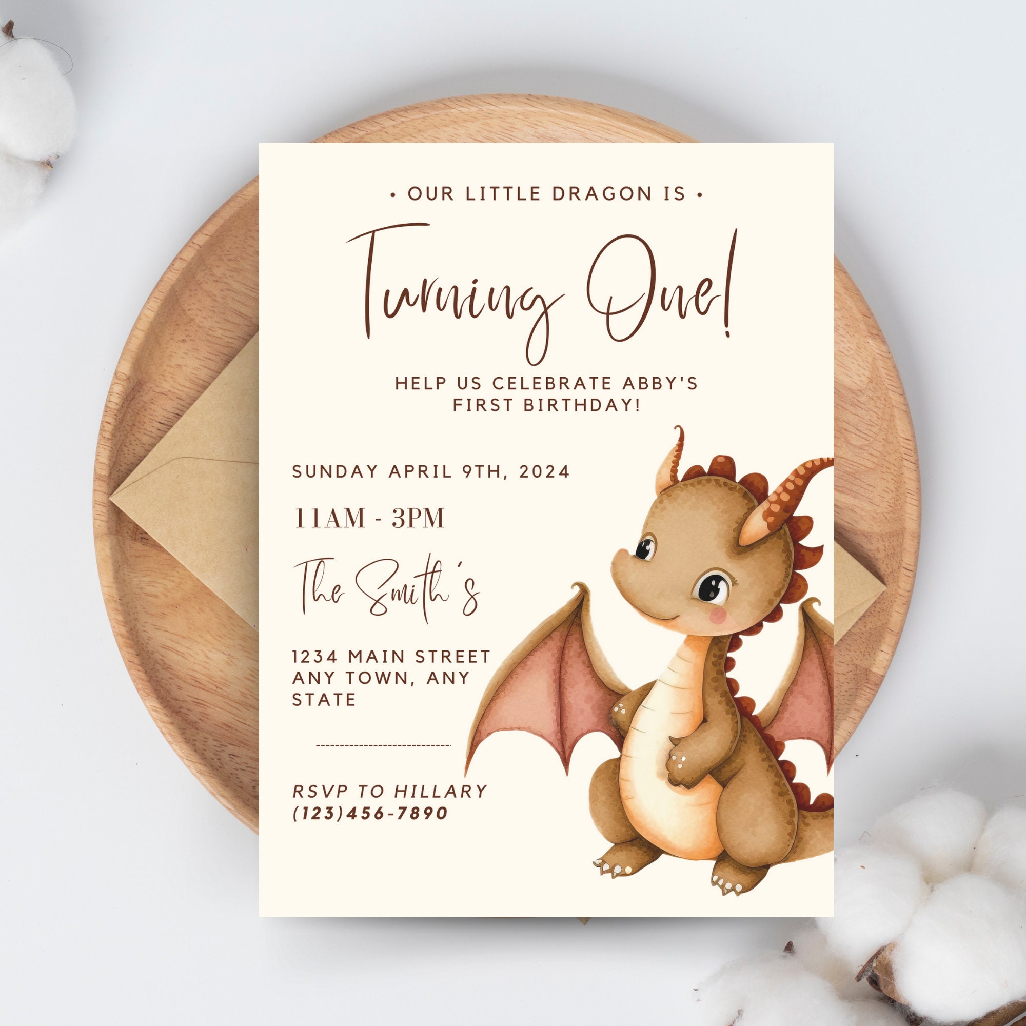 Baby Dragon Invitation, Dragon Birthday Party Invitation, Dragon ...