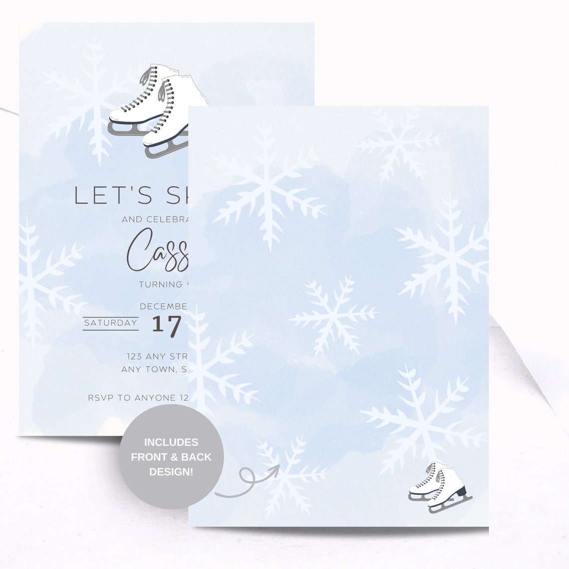 Birthday Invitation Ice Skating Party Girls Birthday 10th - Etsy