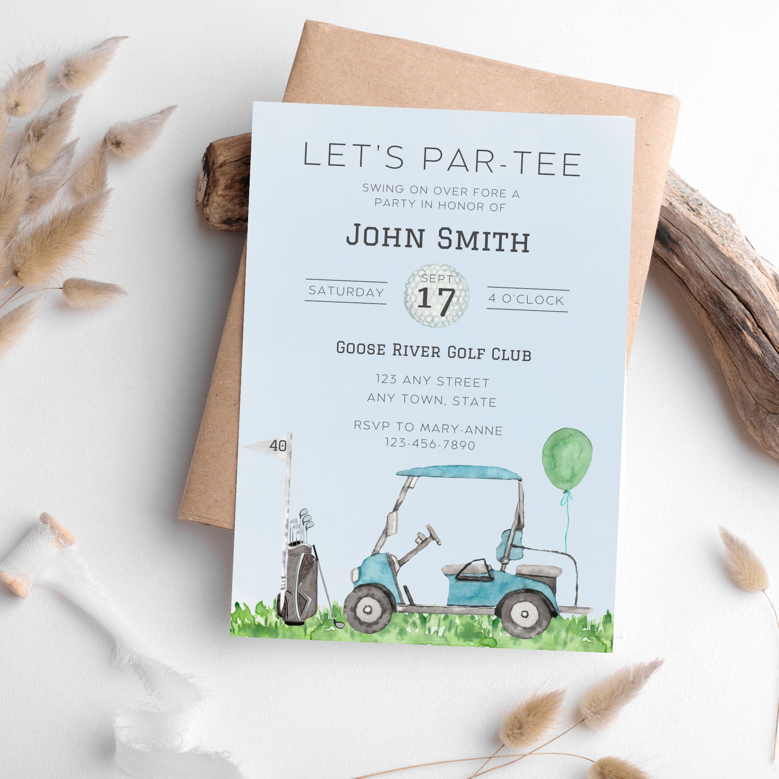 Boy Golf Birthday Invite, Golf Invitation Editable, Golf Birthday ...