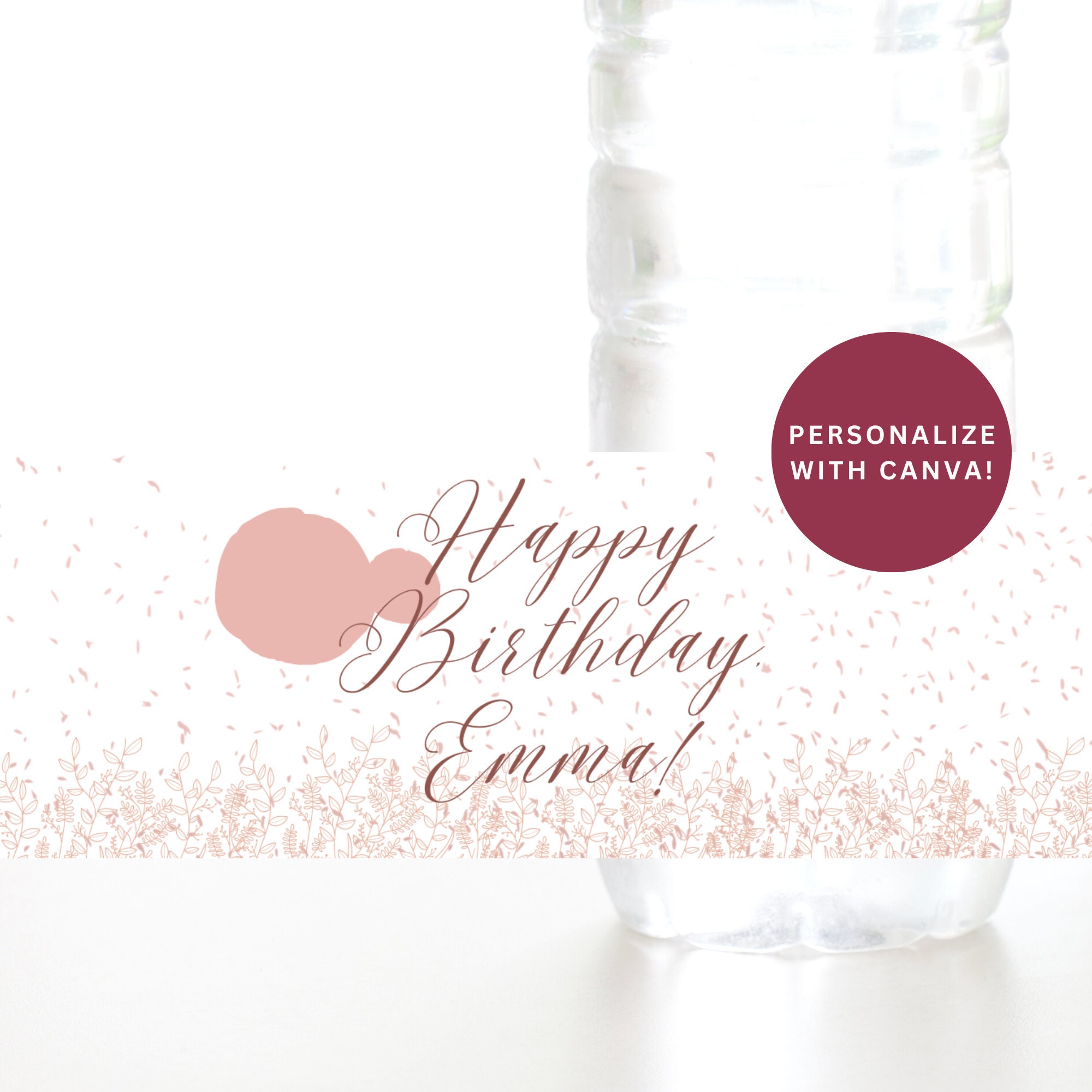 EDITABLE Pink Glitter Bottle Label Water Labels Printable - Etsy
