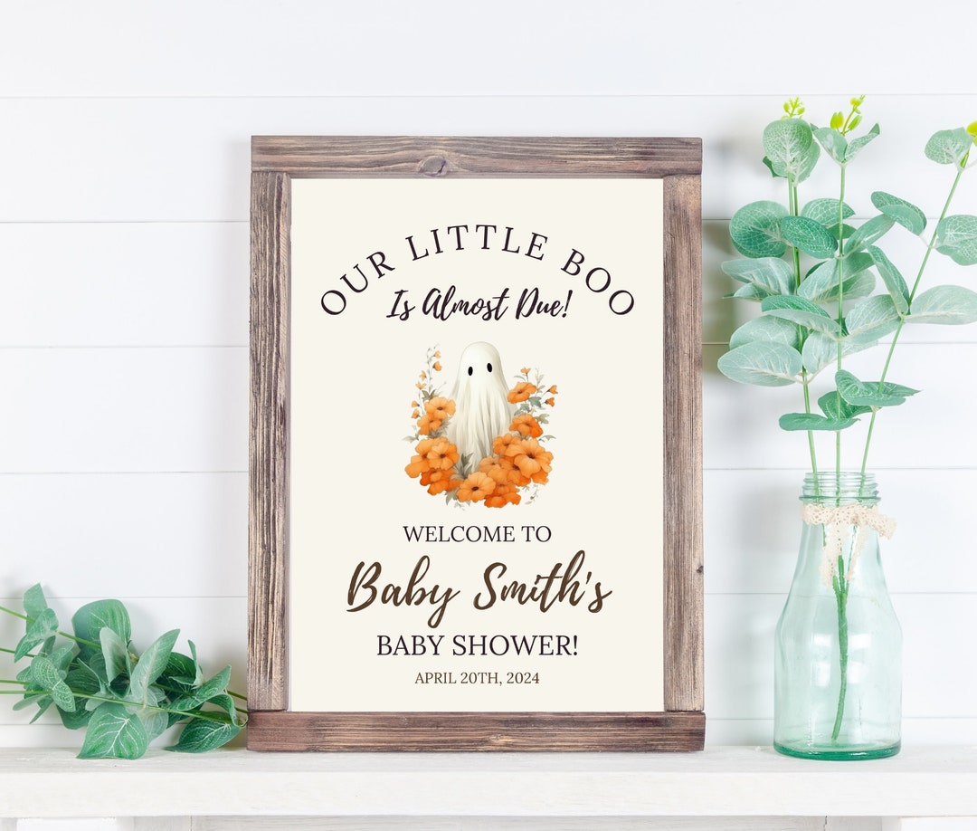 Little Boo Baby Welcome Sign Bundle, Ghost Baby Shower Template, Spooky ...