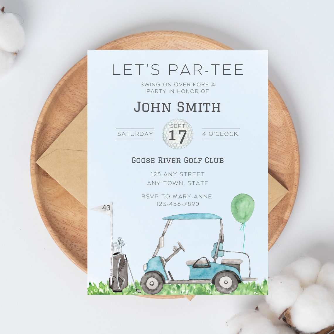Boy Golf Birthday Invite, Golf Invitation Editable, Golf Birthday ...