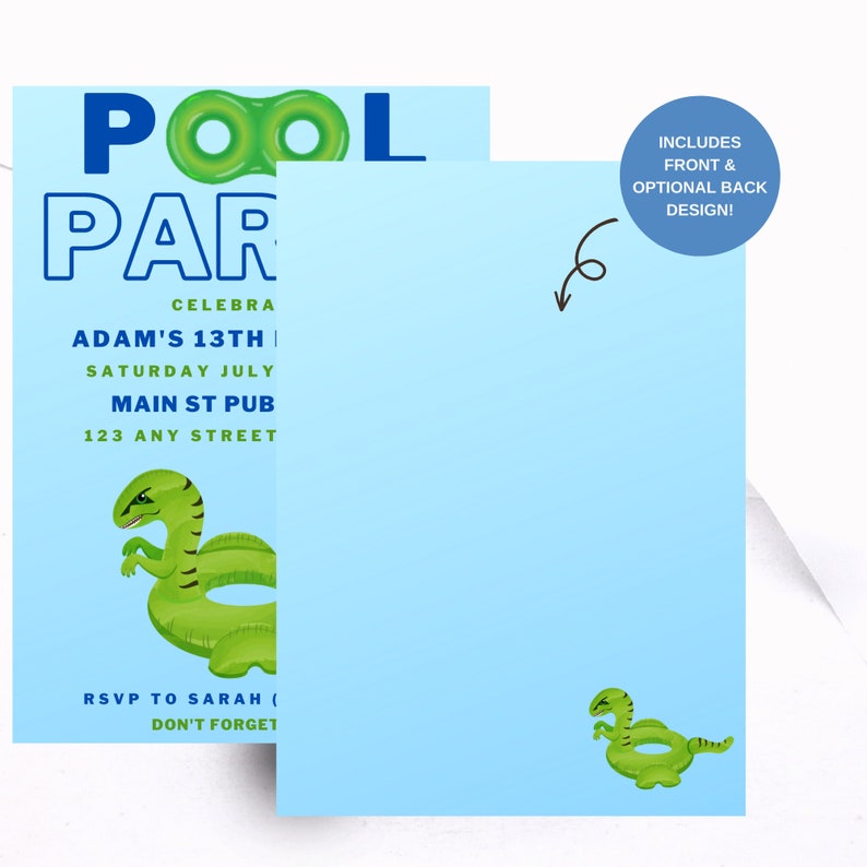 Downloadable Pool Party Invitation Template, 13th Birthday Invitation ...