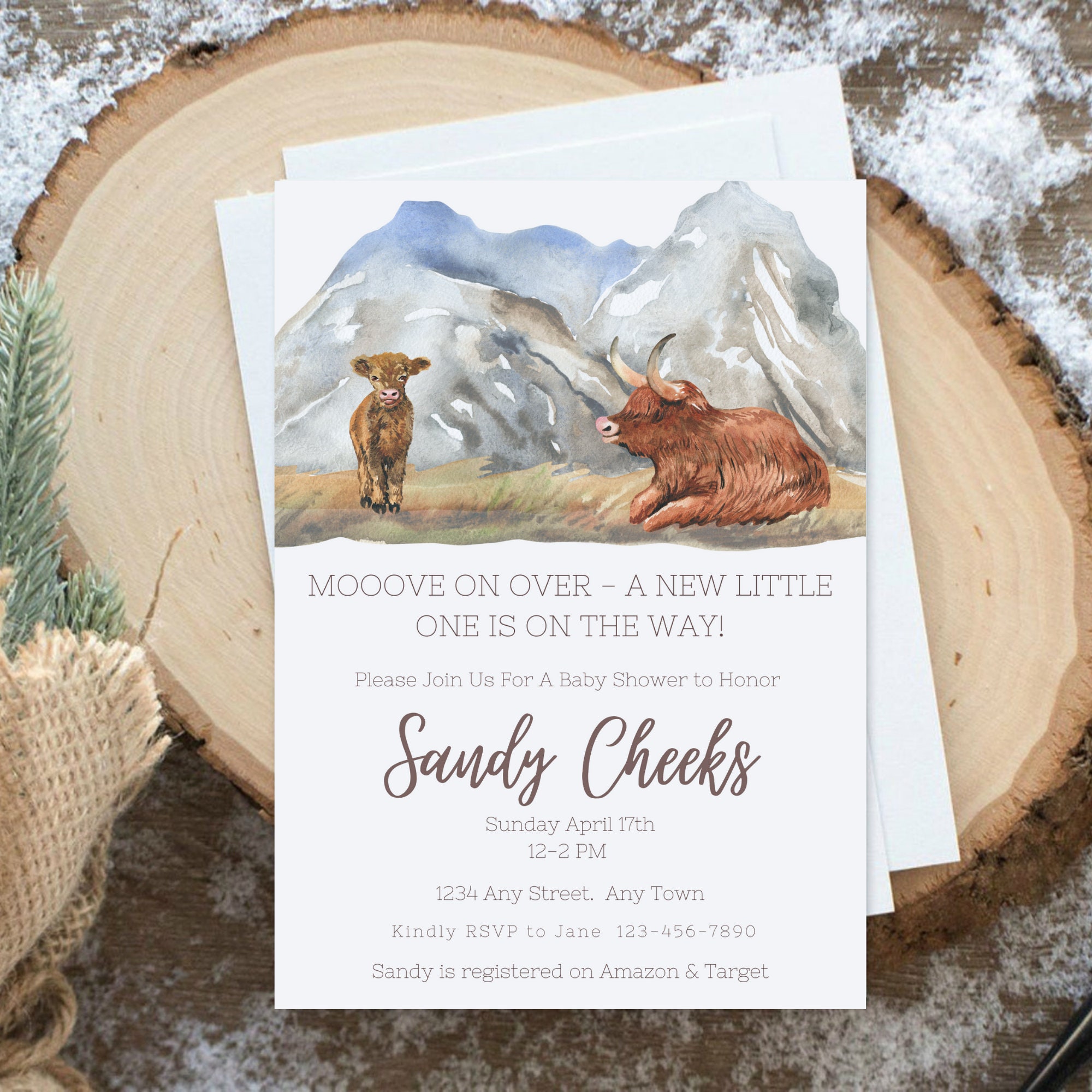 Highland Cow Baby Shower Invites, Moo-ve Over Invitation, Cow Baby ...