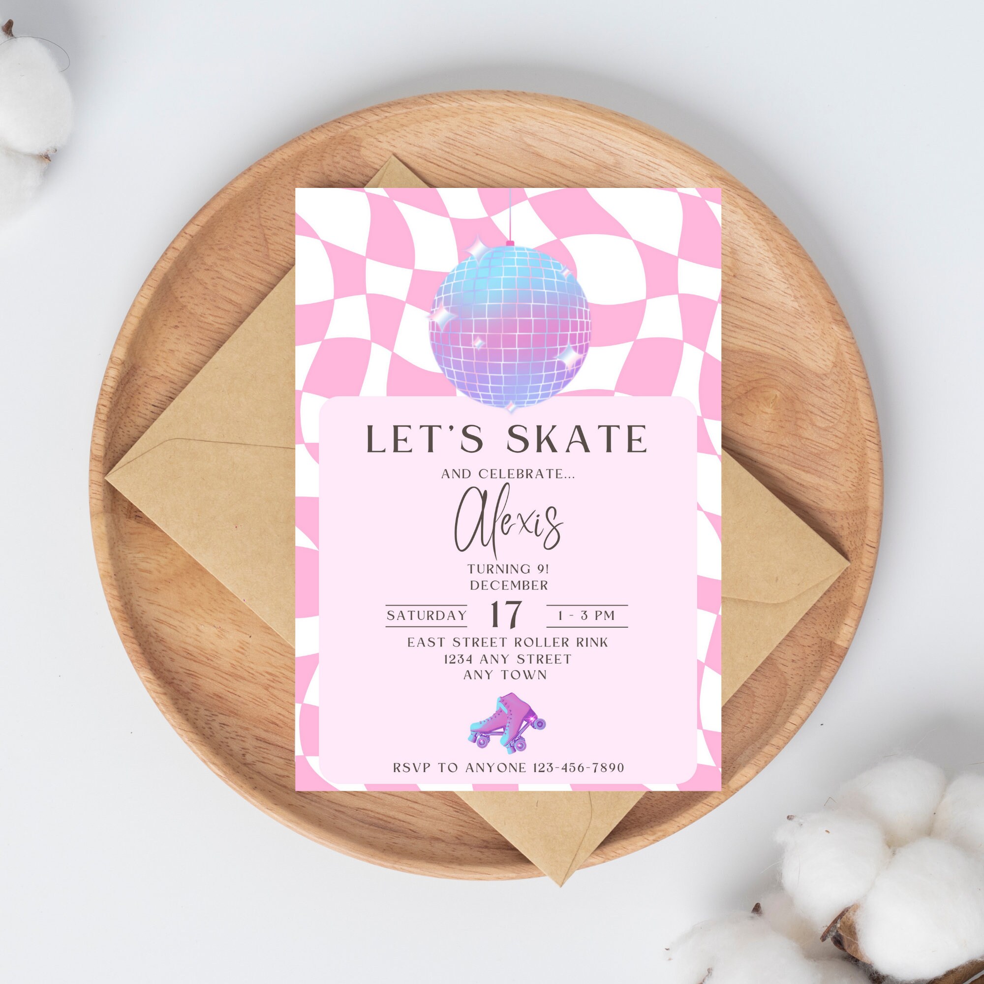 Roller Skating Birthday Invitation, Roller Rink, Rollerskate Party ...
