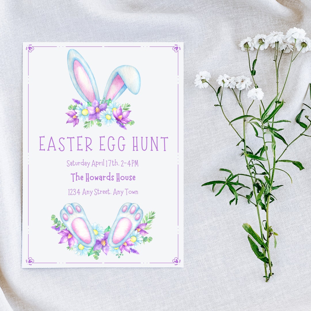 Easter Egg Hunt Invitation Template, Instant Download, Canva, Printable ...