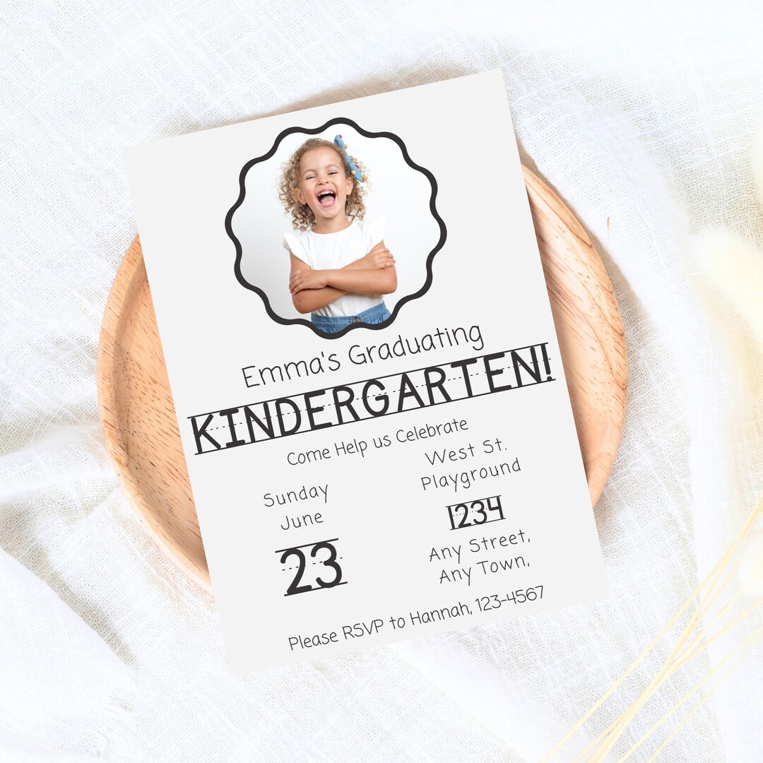 Kindergarten Graduation Invitation Girl, Pre-k Graduation Invite ...