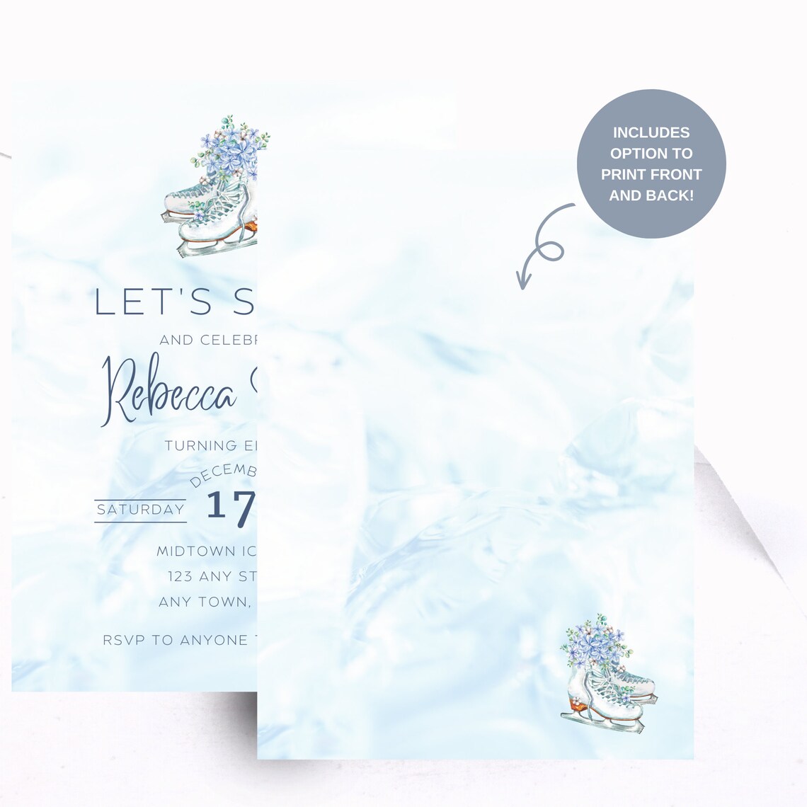 Ice Skating Birthday Party Invitation Template Skate Party - Etsy