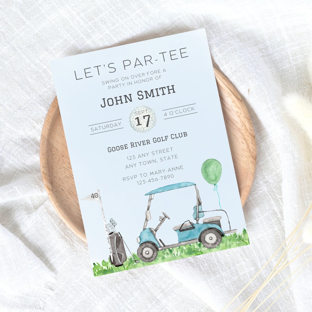 Boy Golf Birthday Invite, Golf Invitation Editable, Golf Birthday ...