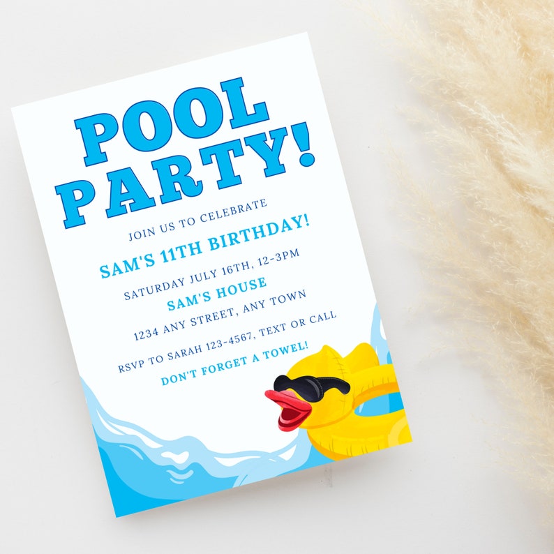 Downloadable Pool Party Invitation 14th Pool Party Funny - Etsy