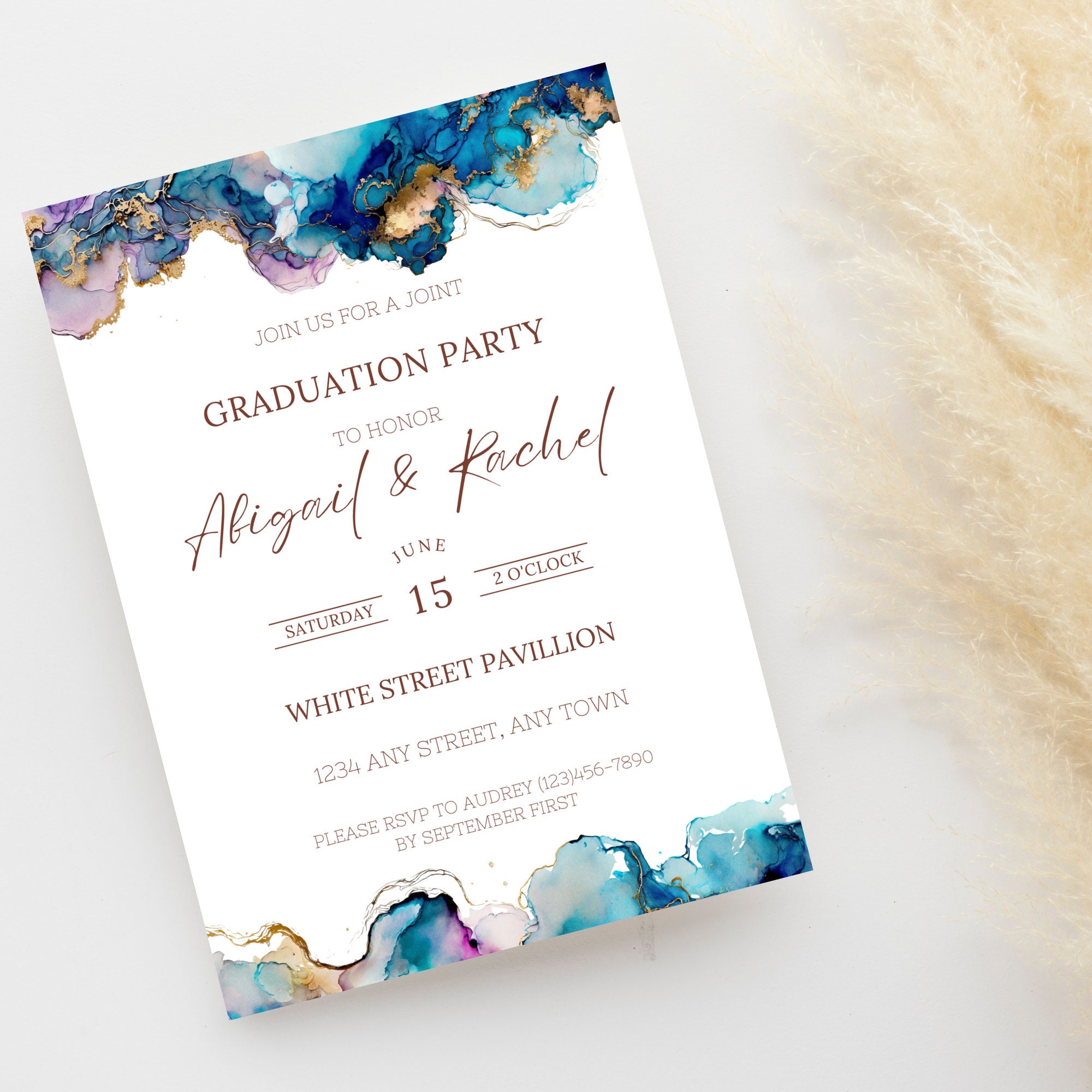 Joint Graduation Party Invitations, Grad Party Invites for Girls ...