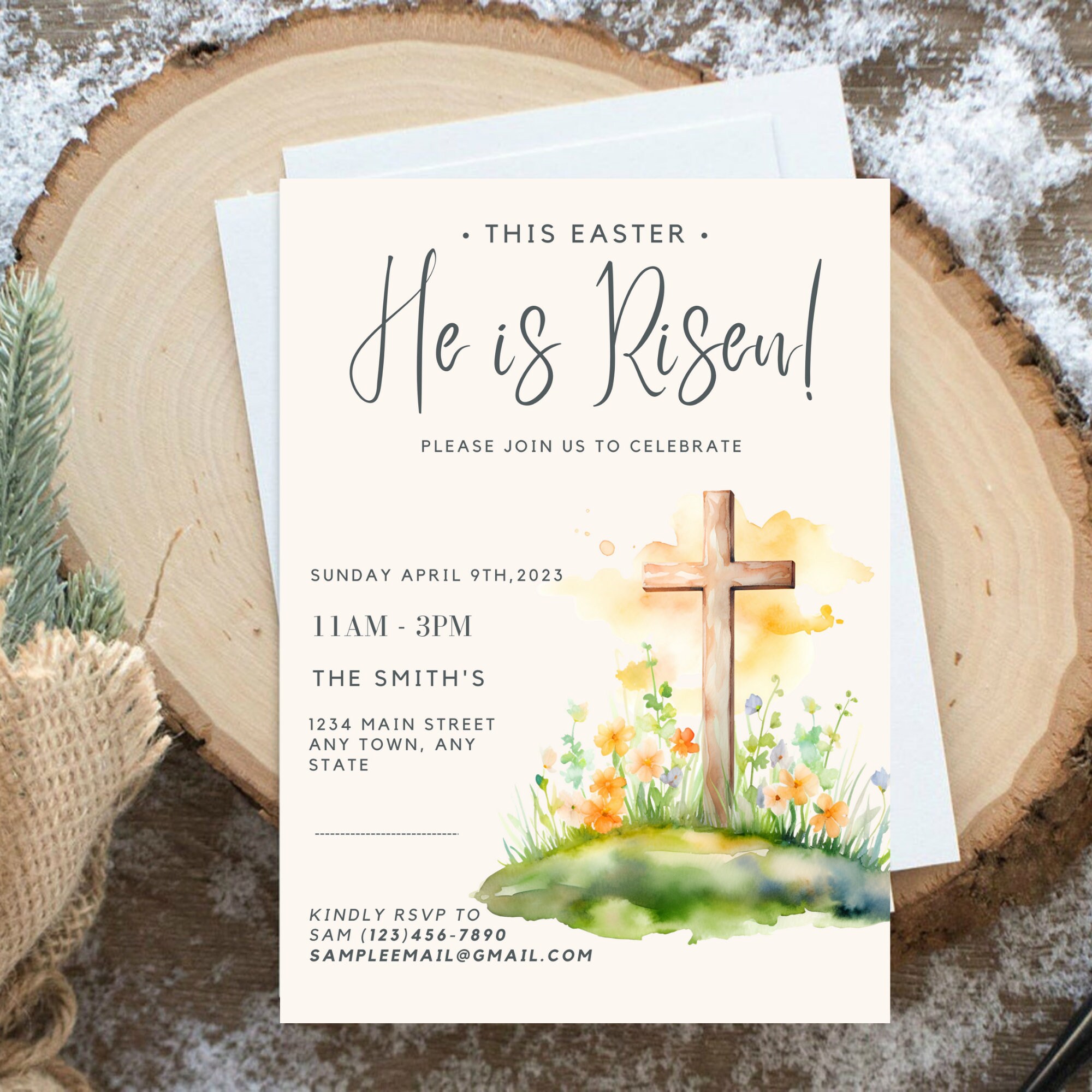 He is Risen Easter Invitation, Religious Easter Invite, Invitation to ...