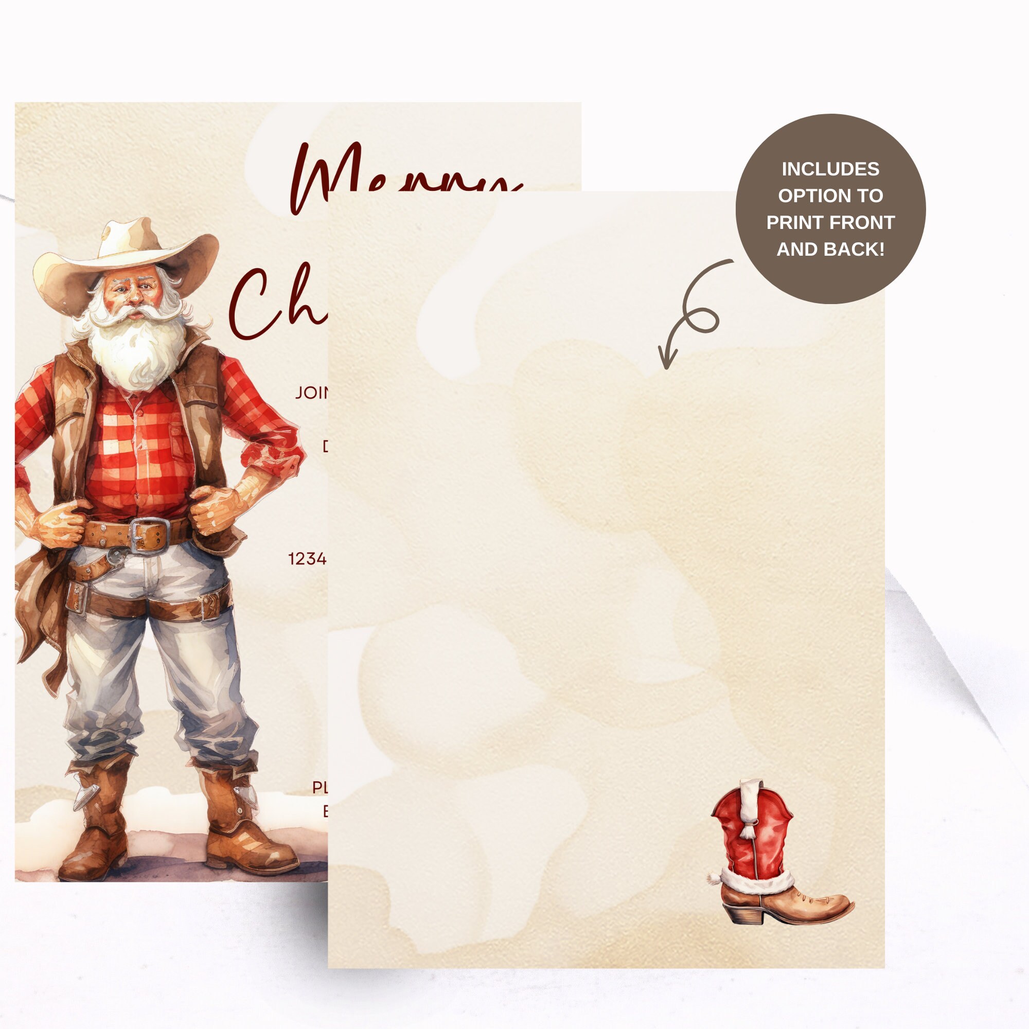 Western Christmas Party Invitations, Cowboy Holiday Invites, Christmas ...