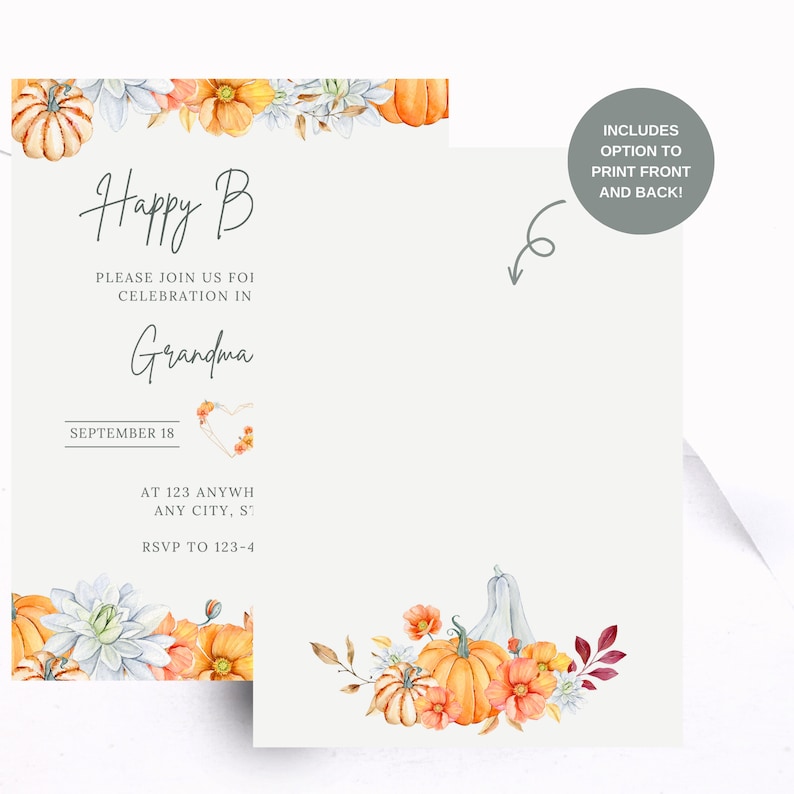 September Birthday Invitations, Invite for Grandma, 60th Template ...