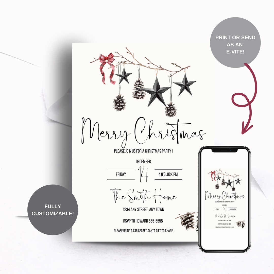 EDITABLE Christmas Party Invitation, Holiday Party Invitation, Holiday ...