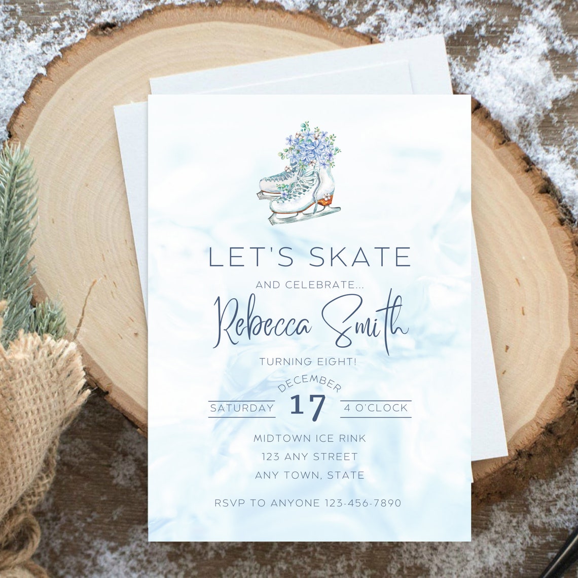 Ice Skating Birthday Party Invitation Template Skate Party - Etsy