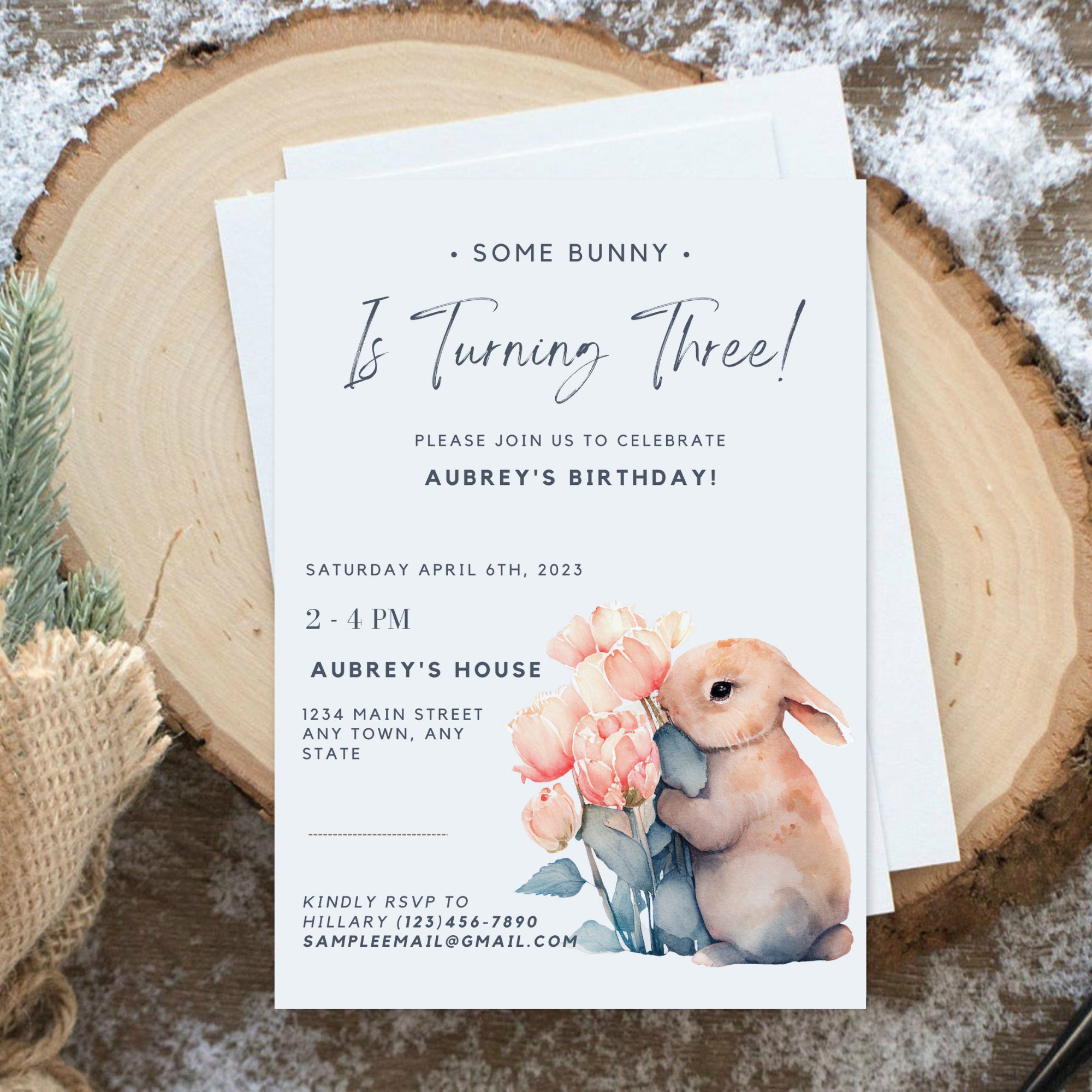 Easter Birthday Invitation for Girls, Easter Bday Invite, Easter Bunny ...