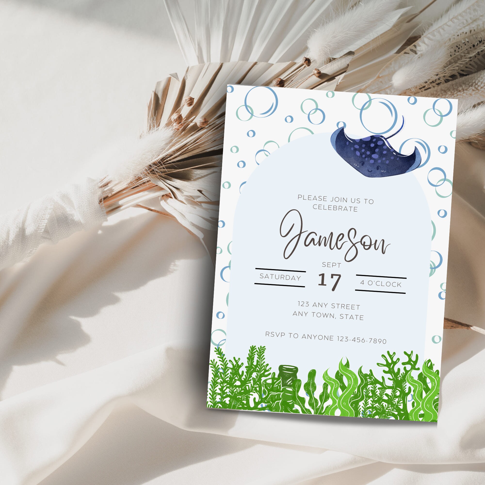 CUSTOMIZABLE Birthday Invitation, Ocean Themed - Etsy