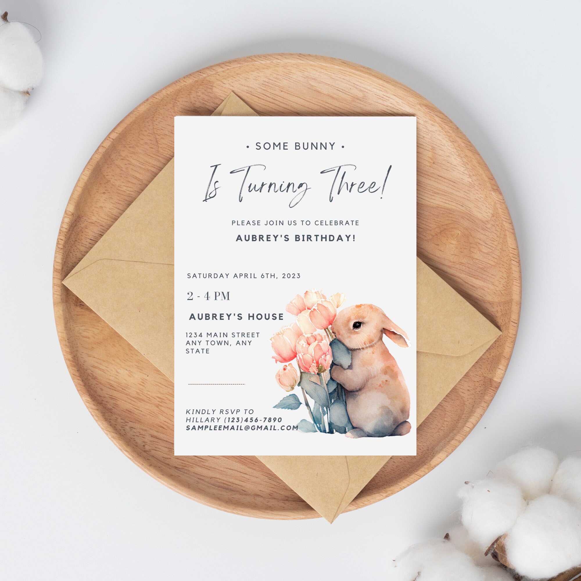 Easter Birthday Invitation for Girls, Easter Bday Invite, Easter Bunny ...