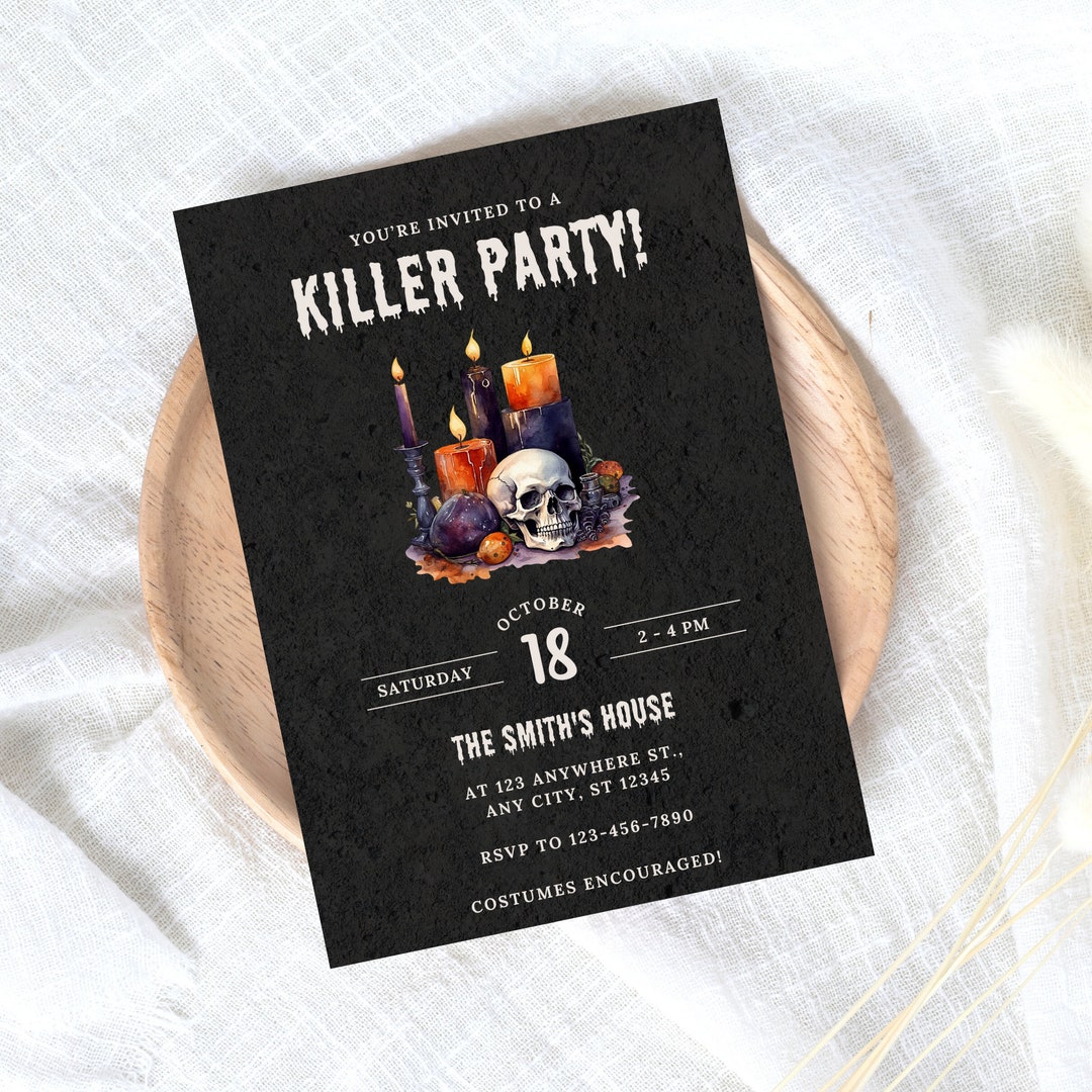 You're Invited to a Killer Party Halloween Invitation, Black Halloween ...