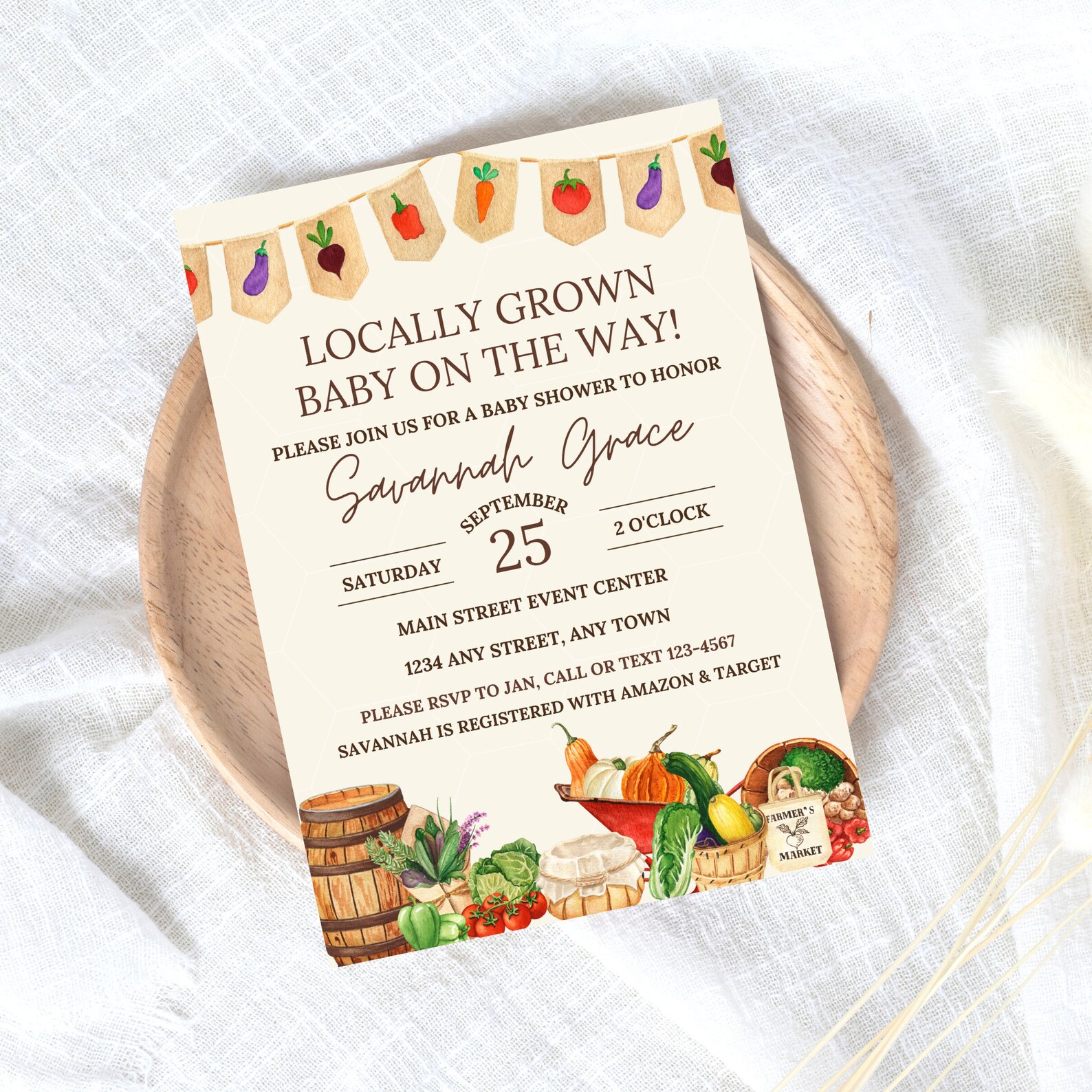 Locally Grown Baby Shower Invitation, Locally Grown Baby Invite ...