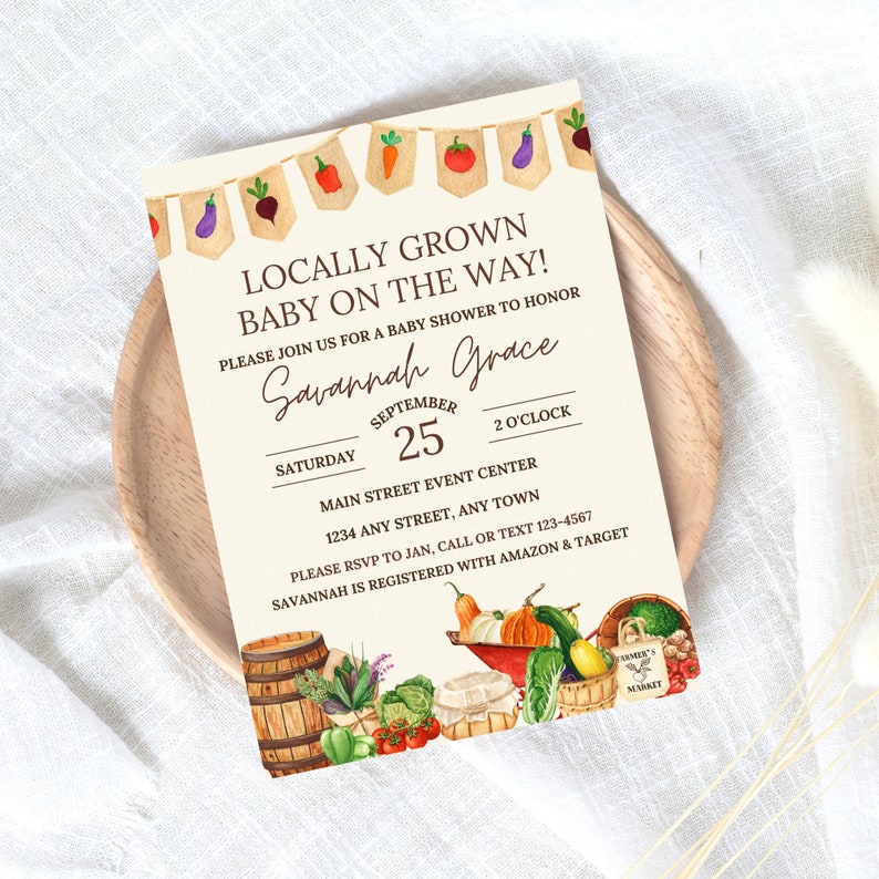 Locally Grown Baby Shower Invitation, Locally Grown Baby Invite ...