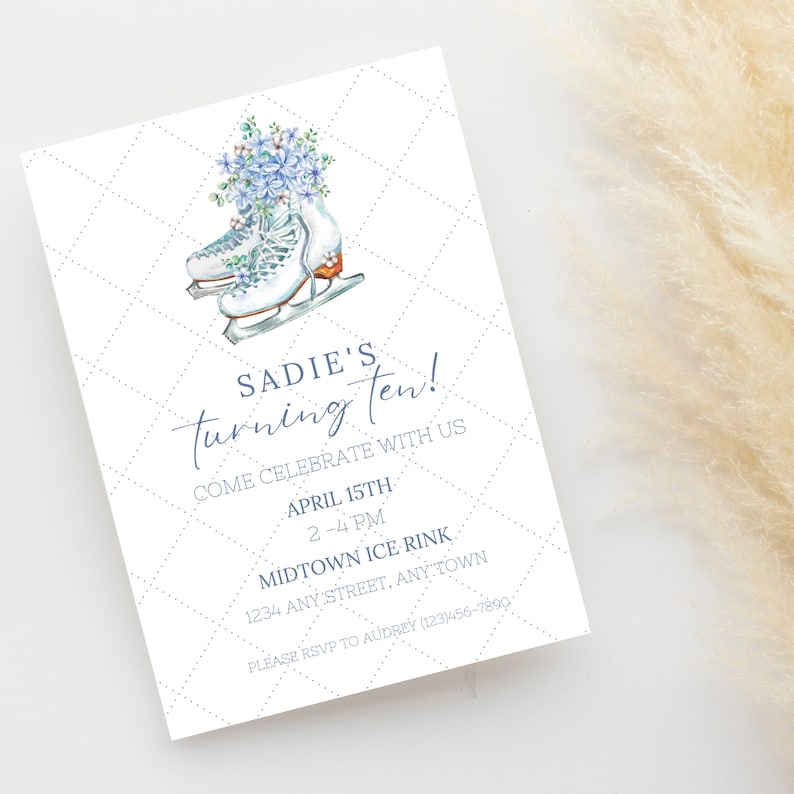 Ice Skating Birthday Invitation for Girls Girls Birthday - Etsy