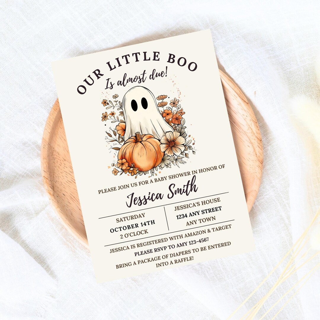 Little Boo Baby Shower Invitation, Fall Baby Sprinkle, Spooky ...