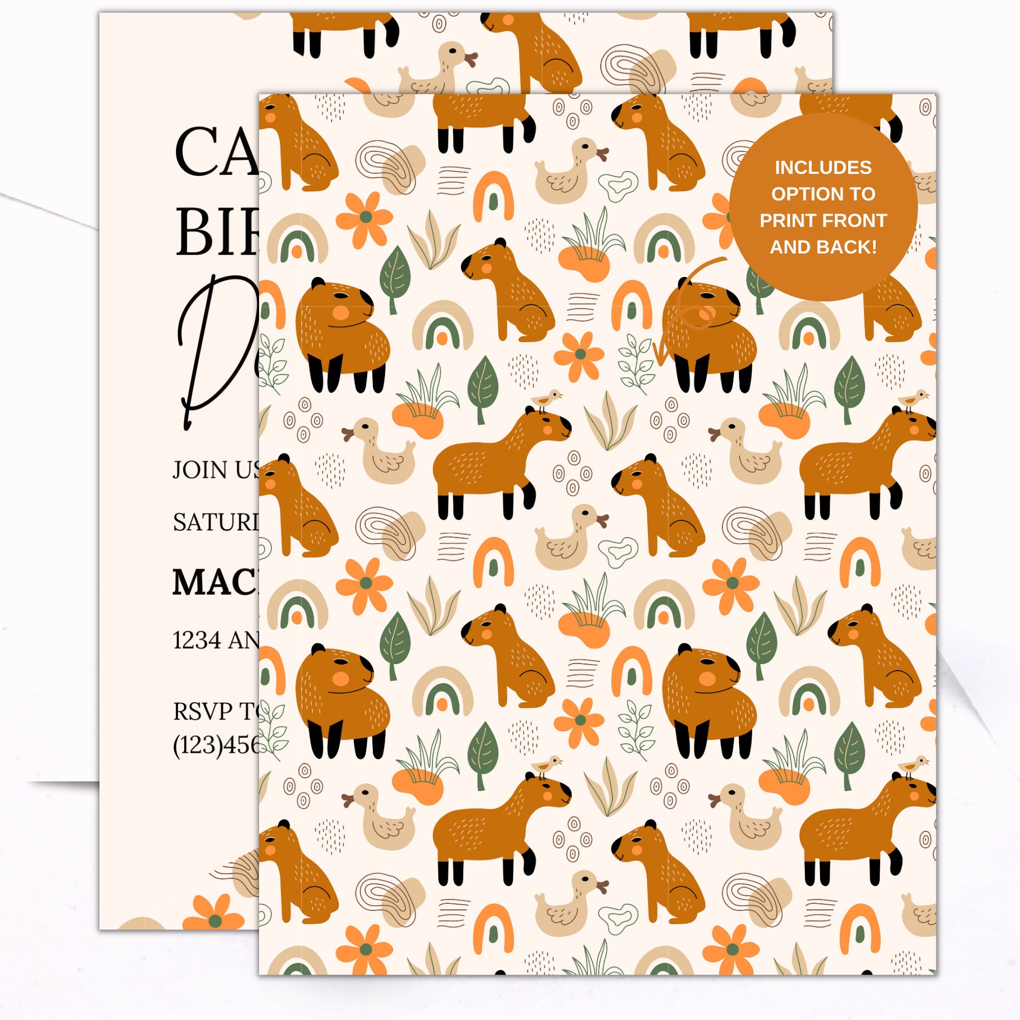 Capybara Birthday Invitation, Capybara Birthday Invite, Funny Bday ...