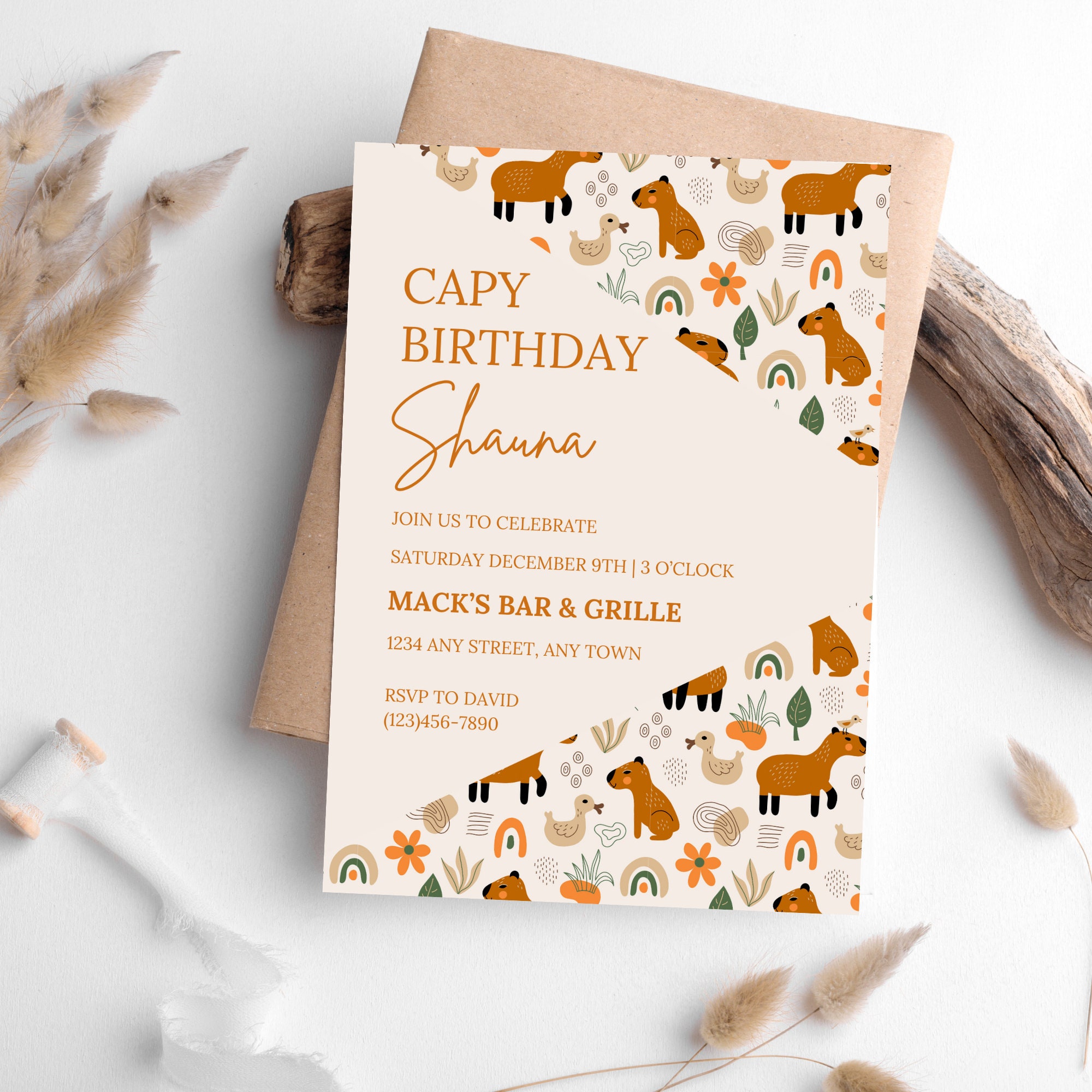 Capybara Birthday Invitation Capybara Birthday Invite Funny - Etsy