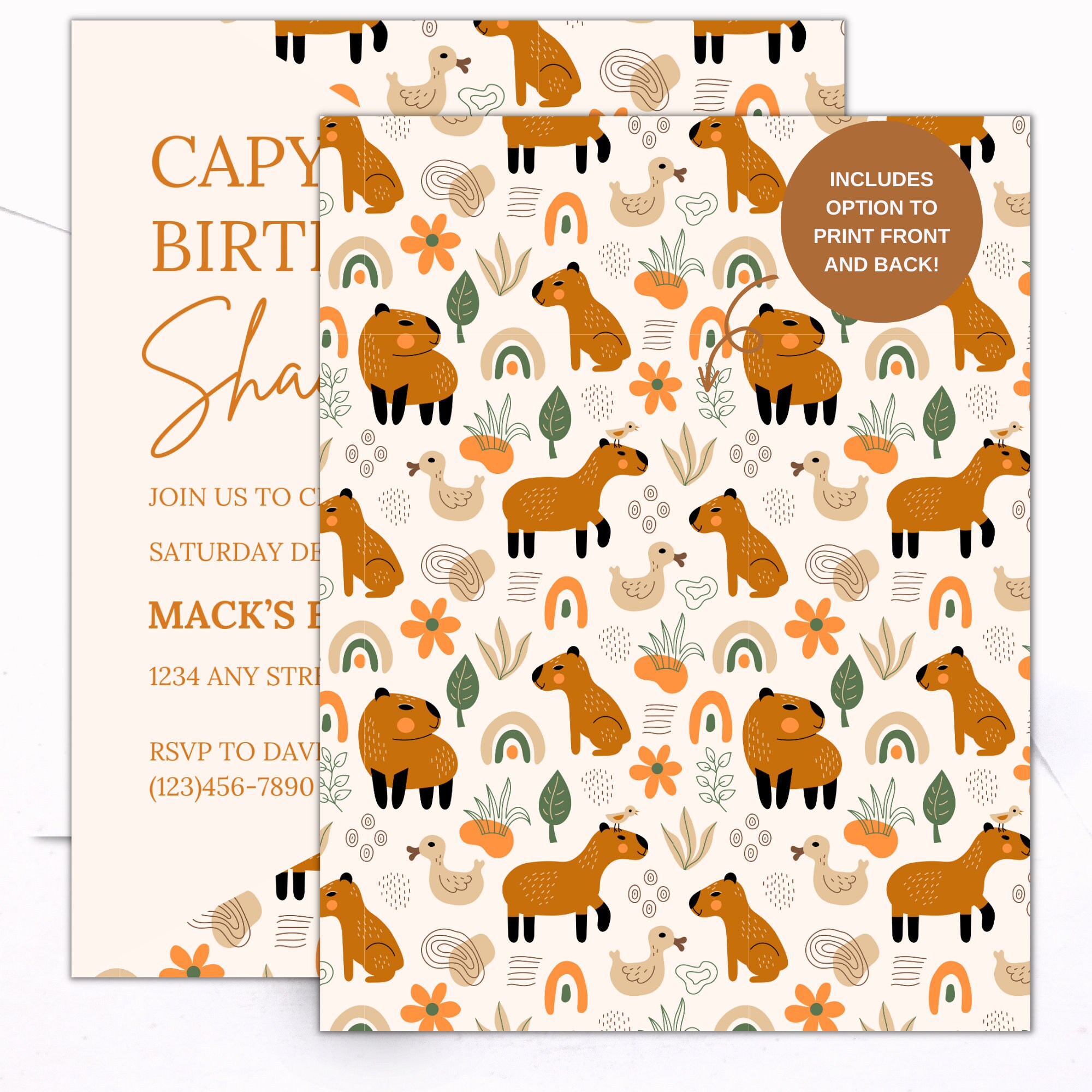 Capybara Birthday Invitation Capybara Birthday Invite Funny - Etsy