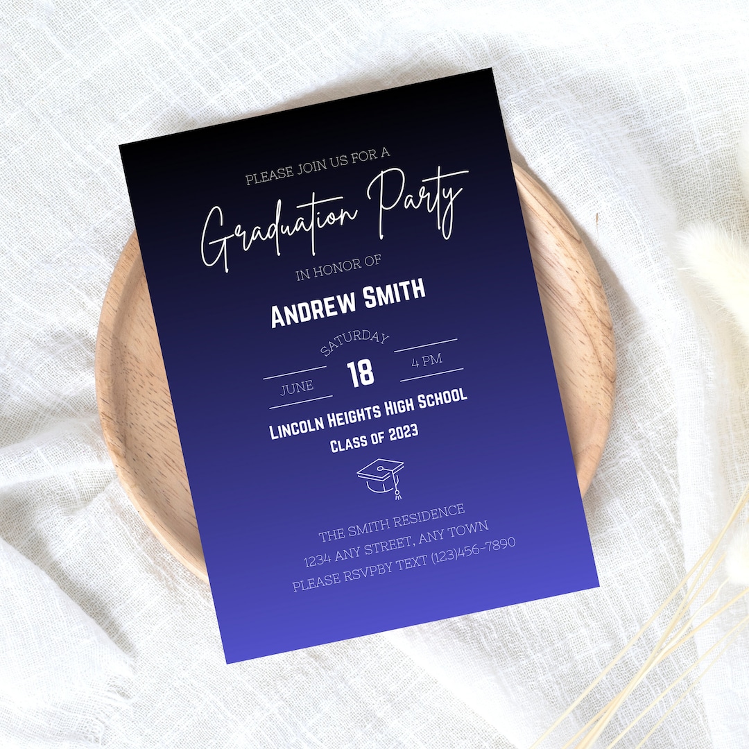 Graduation Invites for Him, Graduation Invitation Template, Class of ...